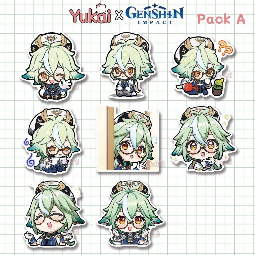 Genshin Impact Premium Sucrose Pack Sticker, Waterproof Anime Sticker ...