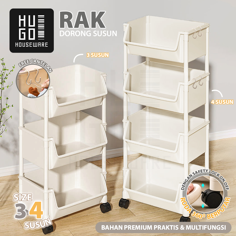 HUGO Multipurpose Kitchen Shelf Trolley Shelf Bathroom Shelf Plastic ...