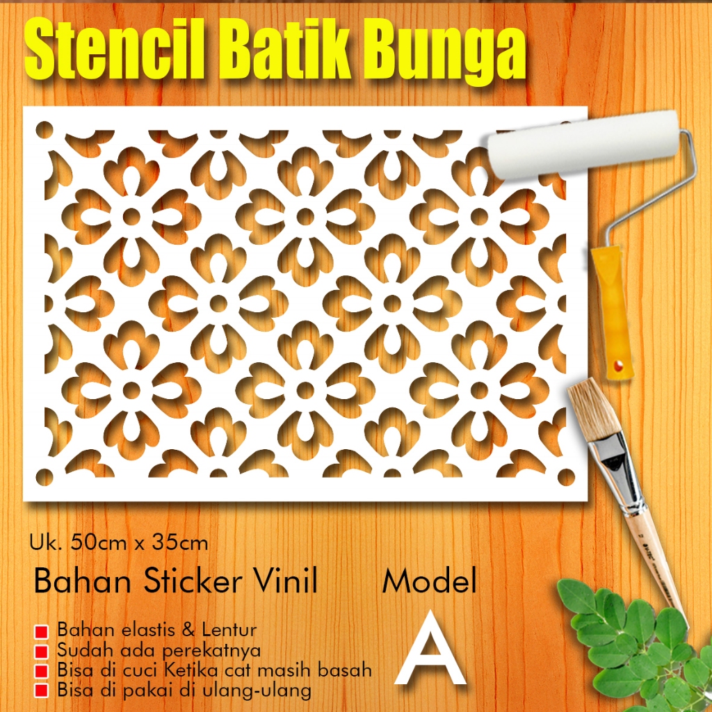 Stencil Batik Flower wallpaper Wall wallpaper | Shopee Singapore