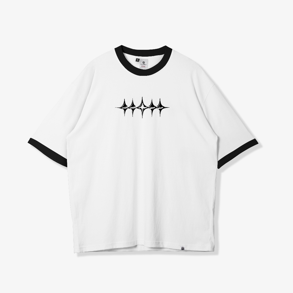 OOTDSUPPLY Oversized Shine Ringer White - Black | Oversize Men & Women ...