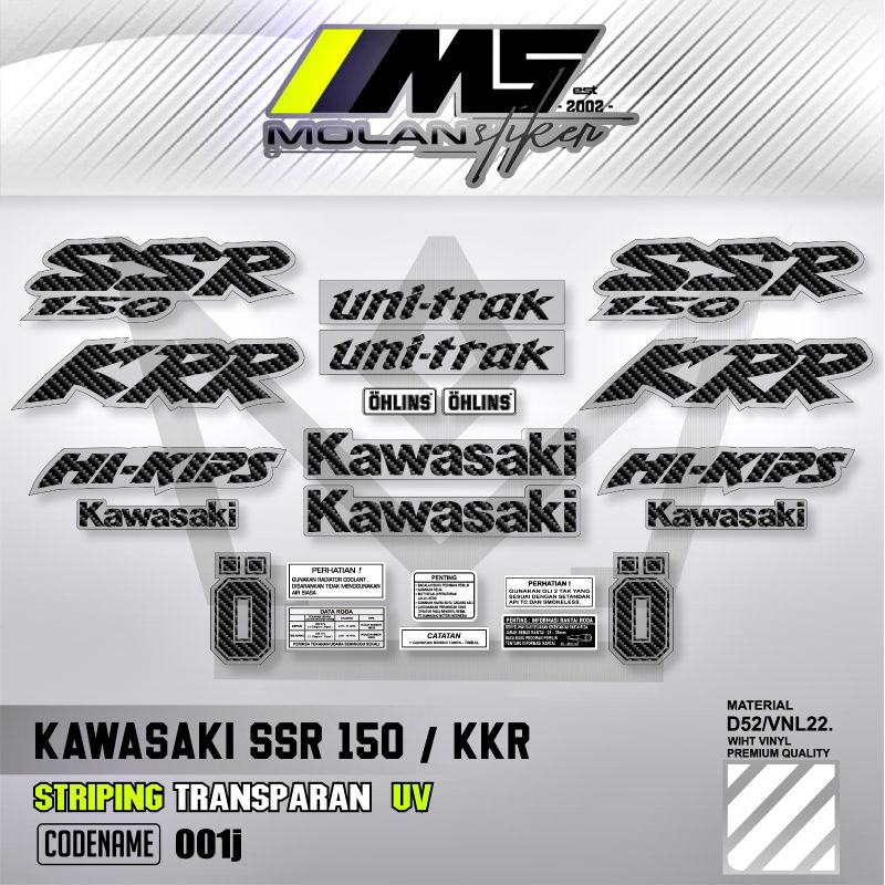 KAWASAKI Decal Sticker Striping Variation Transparent Uv Ninja SSR 150 ...