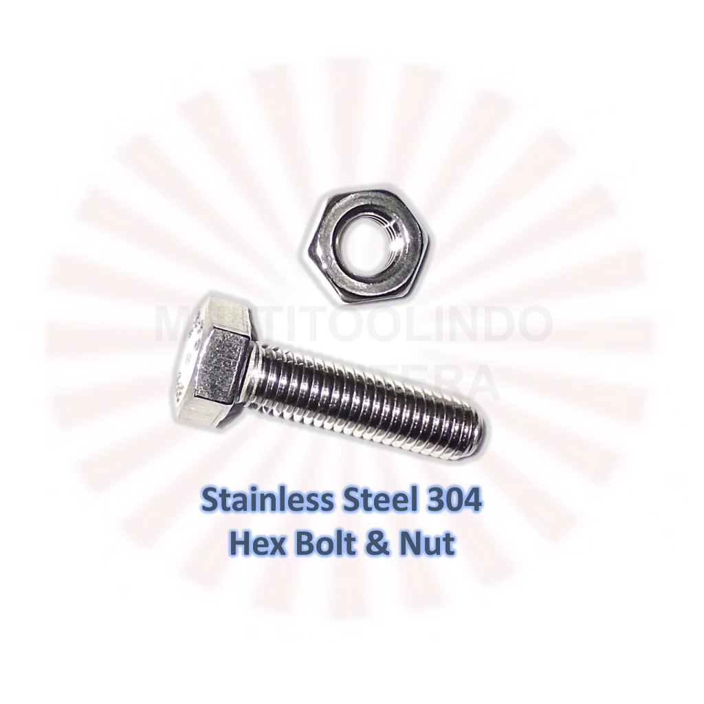 Bolt Nut SS 304 M10 Hex Bolt Nut M10 Stainless Steel 304 M10 x 15 - 60mm BM SS M10 | Shopee ...