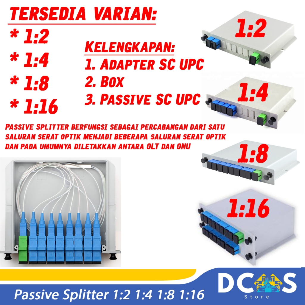 Passive Splitter PLC BOX FO 1:2 1:4 1:8 1:16 SC Fiber Optical Passive Spliter | Shopee Singapore