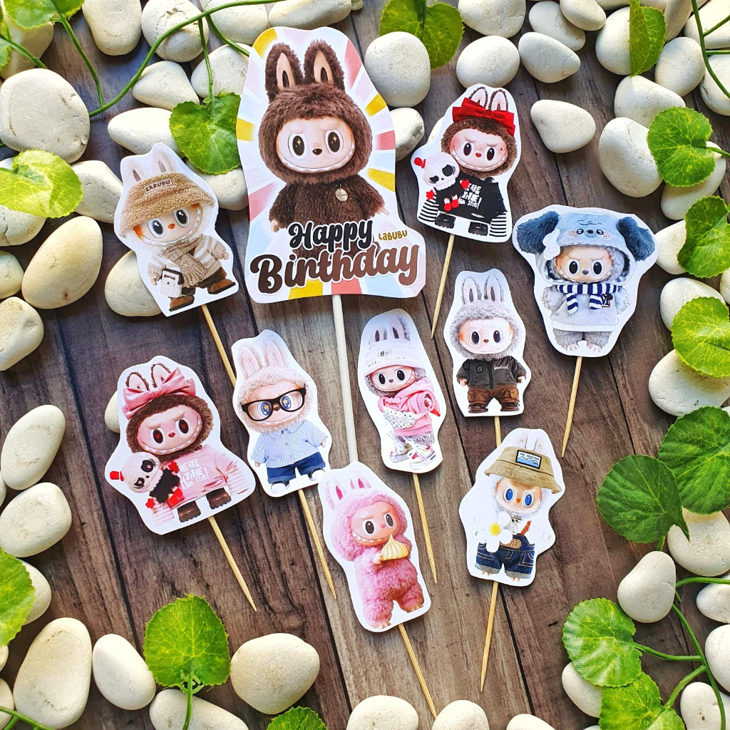 Labubu Birthday Cake Topper Cupcake Pudding Tumpeng Hampers Birthday ...
