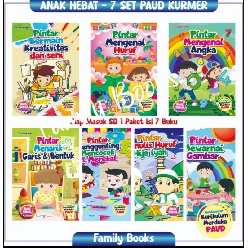 Paud BOOK SET 7 BOOKS Creativity Hijaiyah Letters Numbers Shapes ...