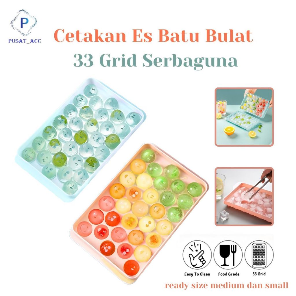 Ce33 - Jumbo & Small Round Ice Jelly Ball Ice Mold 33 Holes Round Ice ...