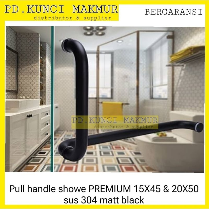 HITAM Pull handle shower premium 15x45 20x50 matt black tower bar black ...