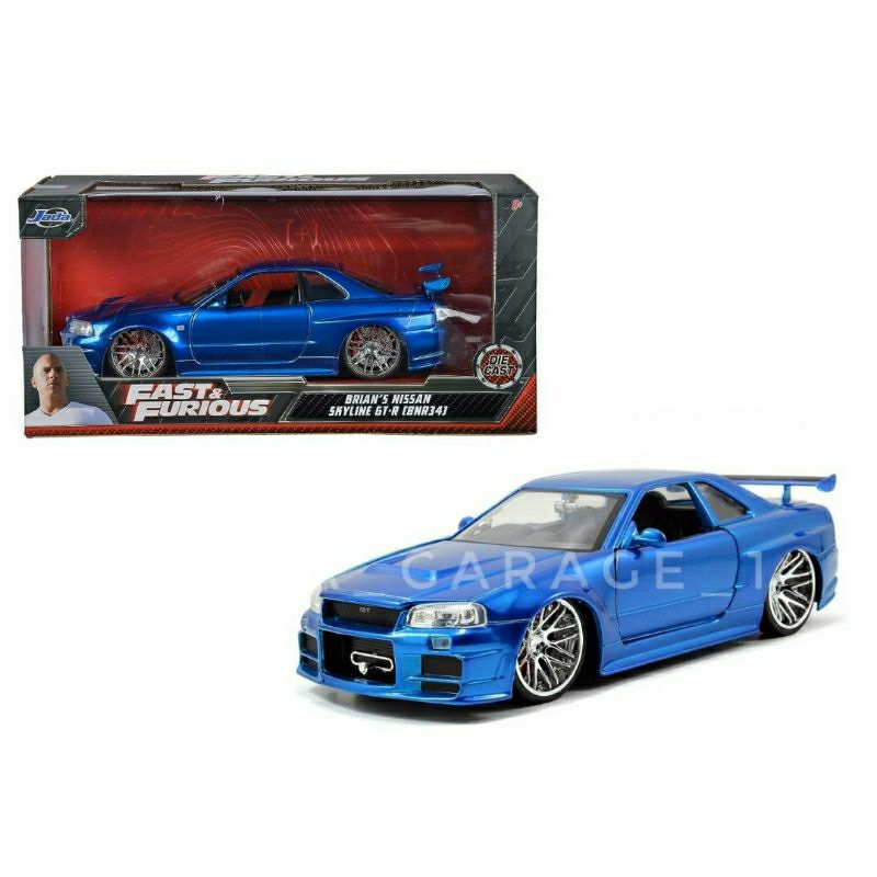 Jada Scale 1:24 Fast & Furious Nissan Skyline GTR R34 Metallic blue ...