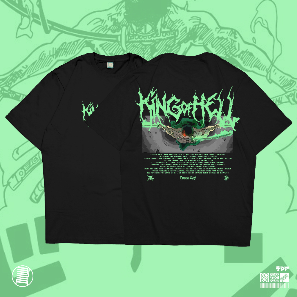 T-shirt Zoro King of Hell Roronoa Santoryu One Piece Luffy Straw Hat ...