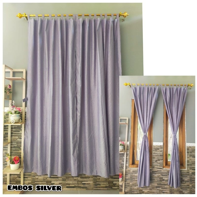 Plain Embossed Silver Grey Window Curtains | Shopee Singapore