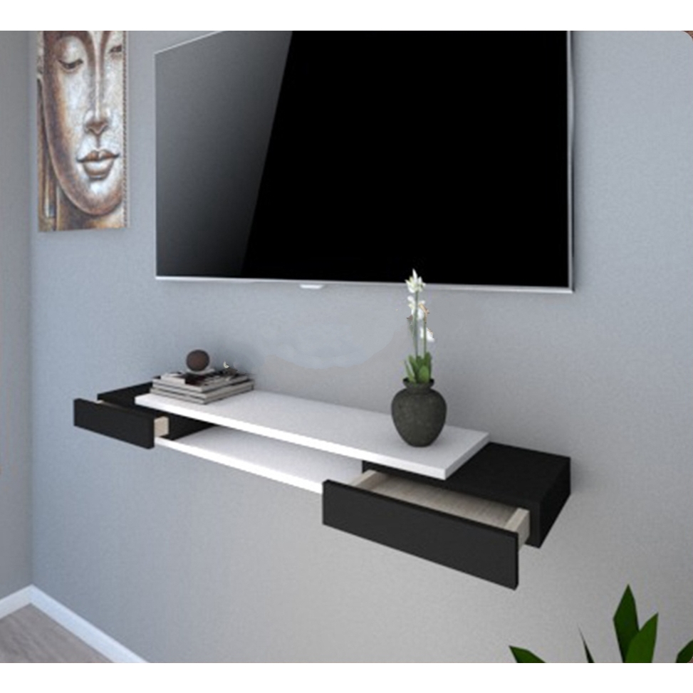 Tv Rack Wall tv Rack 2-drawer tv Desk Multipurpose Storage 100x20x8 ...