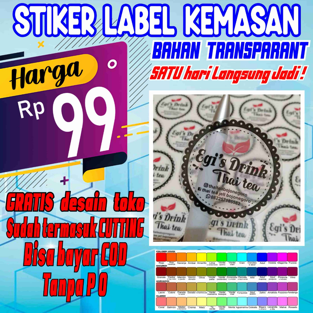 PRINT TRANSPARENT STICKER ROUND LABEL OLSHOP FOOD AND DRINK LABEL ...