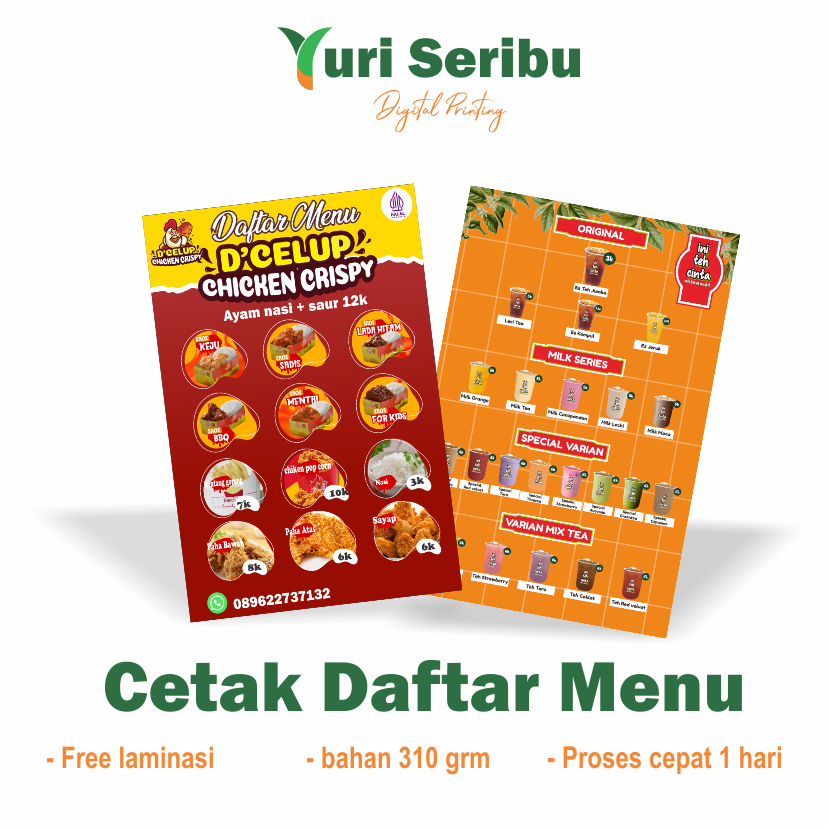 Print a list of food/drink menus (A4 size already laminated) | Shopee ...