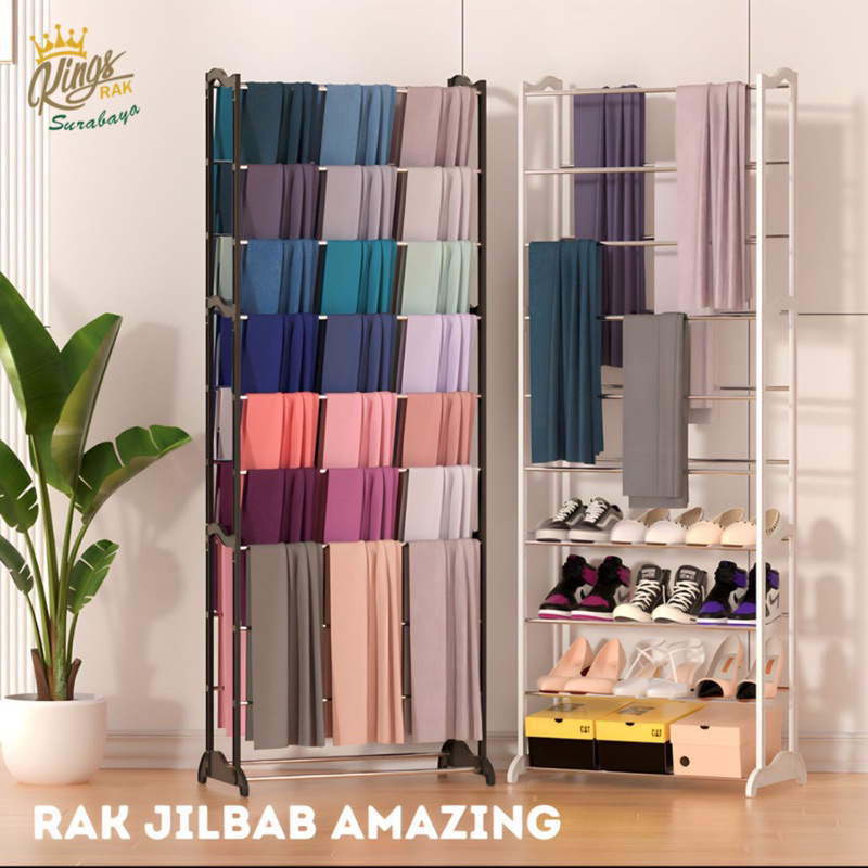 GANTUNGAN Hijab Rack Hijab Hanger 10 Tiers Amazing Shoe Rack Hijab Rack ...
