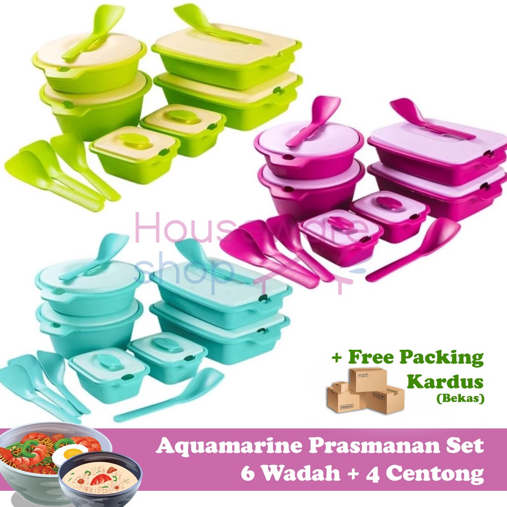 Aquamarine Buffet Set / Serving Place / Picnic Container Box contains 6 ...