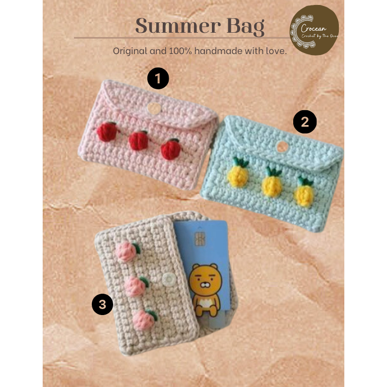 HP Fruit Fluffy Wallet/ Handmade Knitted Aesthetic/ Coin Wallet/ Cell ...