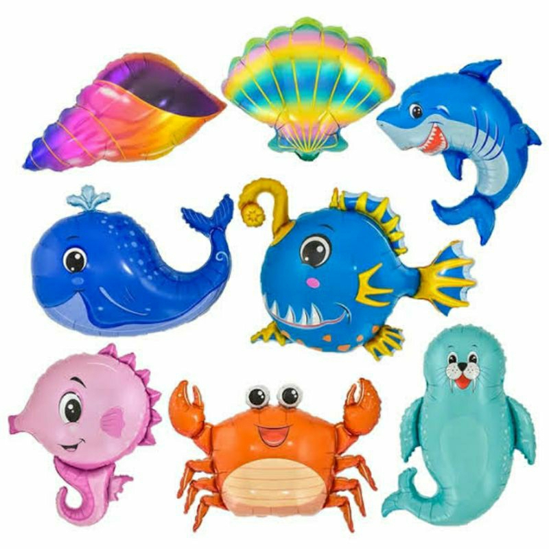 Sea animal foil balloons sea animals seaworld world mini sea fish clam ...