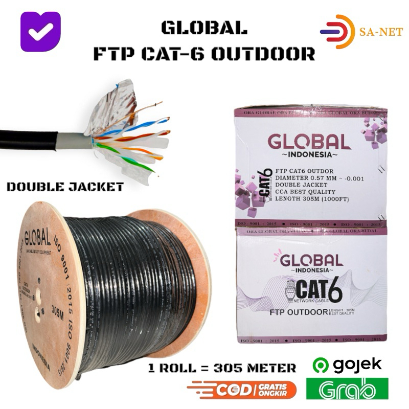GLOBAL FTP CAT 6 OUTDOOR DOUBLE JACKET 305 METERS - LAN CABLE SFTP CAT6 ...