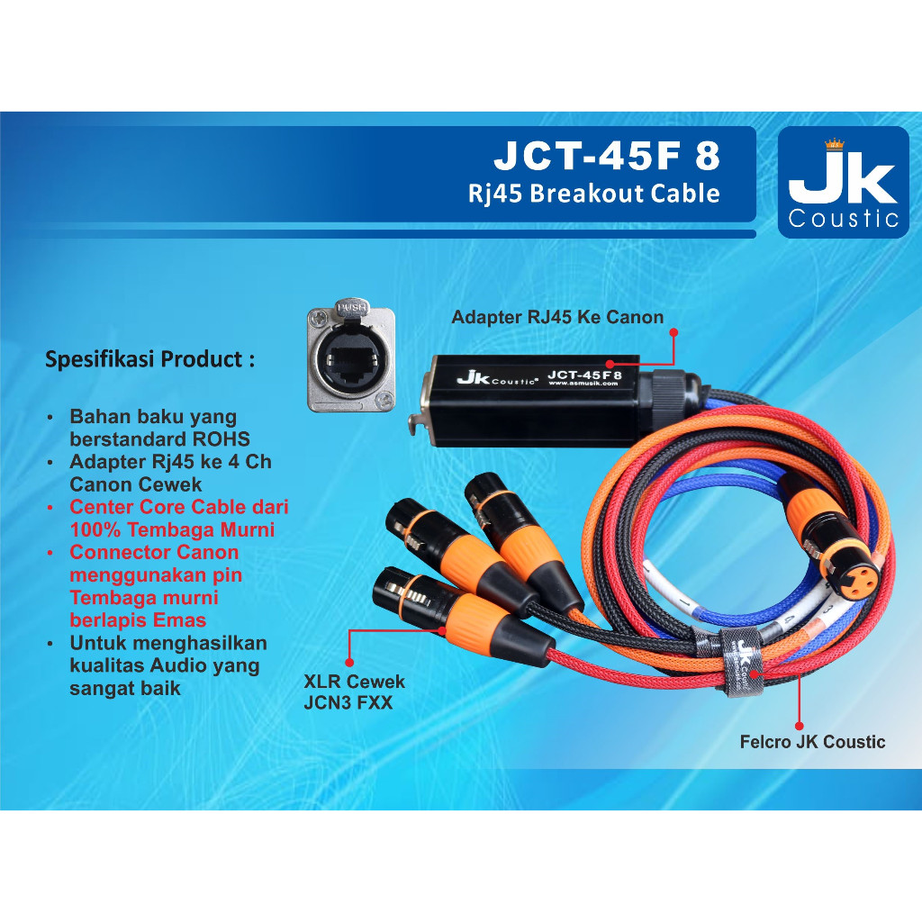 Jk Costic JCT-45F8 Rj45 Brackout Cable | Shopee Singapore