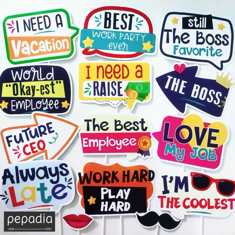 EMPLOYEE OFFICE WORK THEMES OFFICE PROPS PHOTOBOOTH | Shopee Singapore