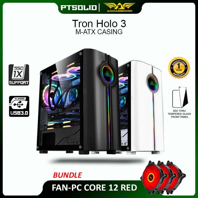 Armaggeddon Tron Holo 3 Micro ATX Gaming PC Case | Rgb Holographic ...