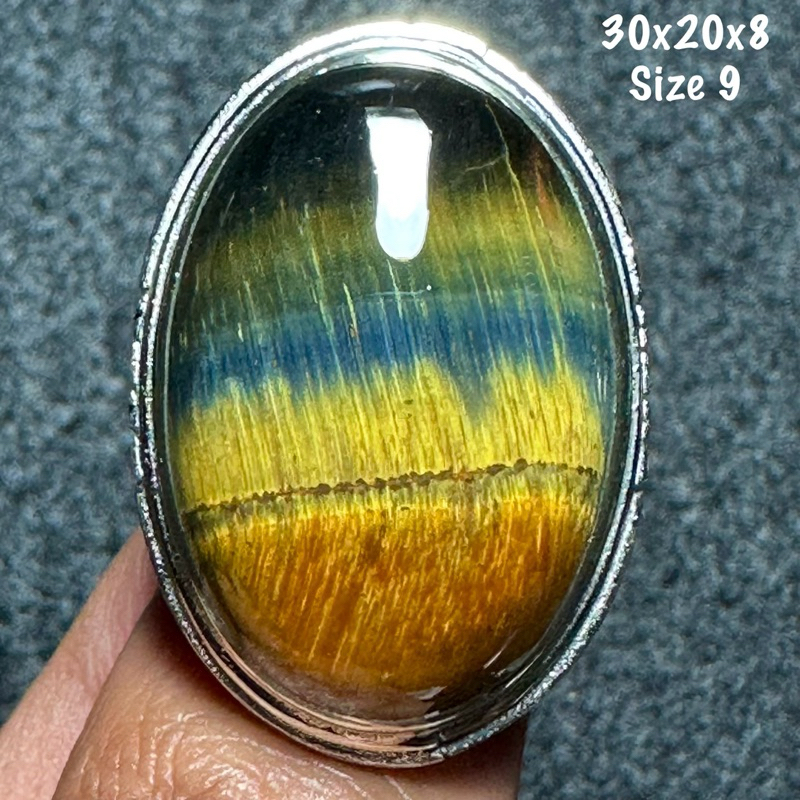 Natural Blue Tiger Eye Jumbo Agate Ring (Original Natural) | Shopee ...
