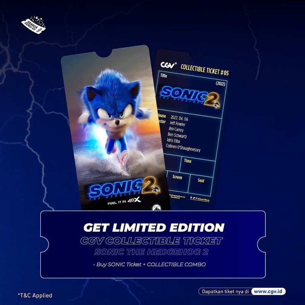 Sonic the Hedgehog Collectible Ticket 2 Cards Official CGV | Shopee ...