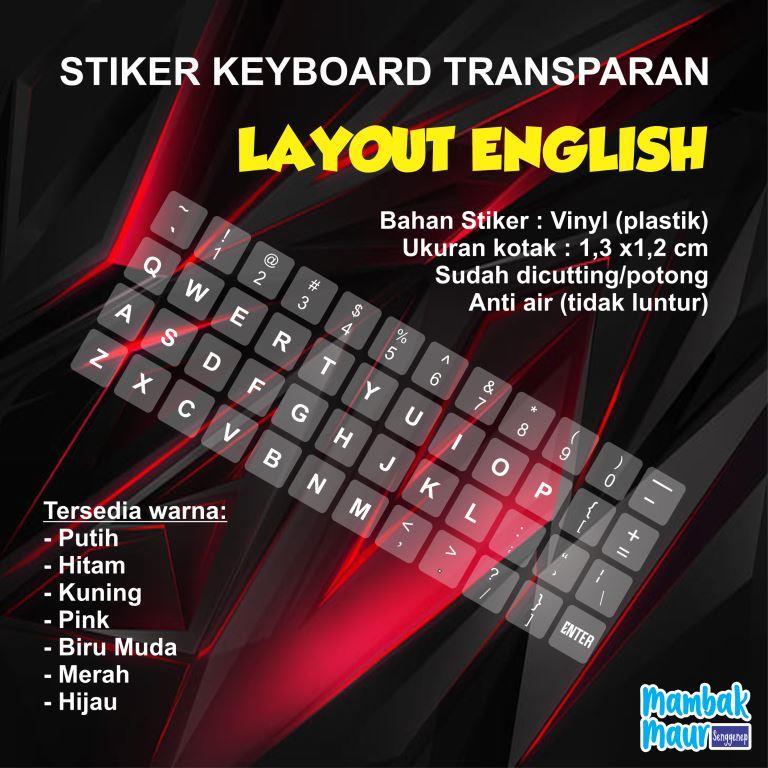 ENGLISH LAYOUT CLEAR TRANSPARENT KEYBOARD STICKER VINYL MATERIAL ...
