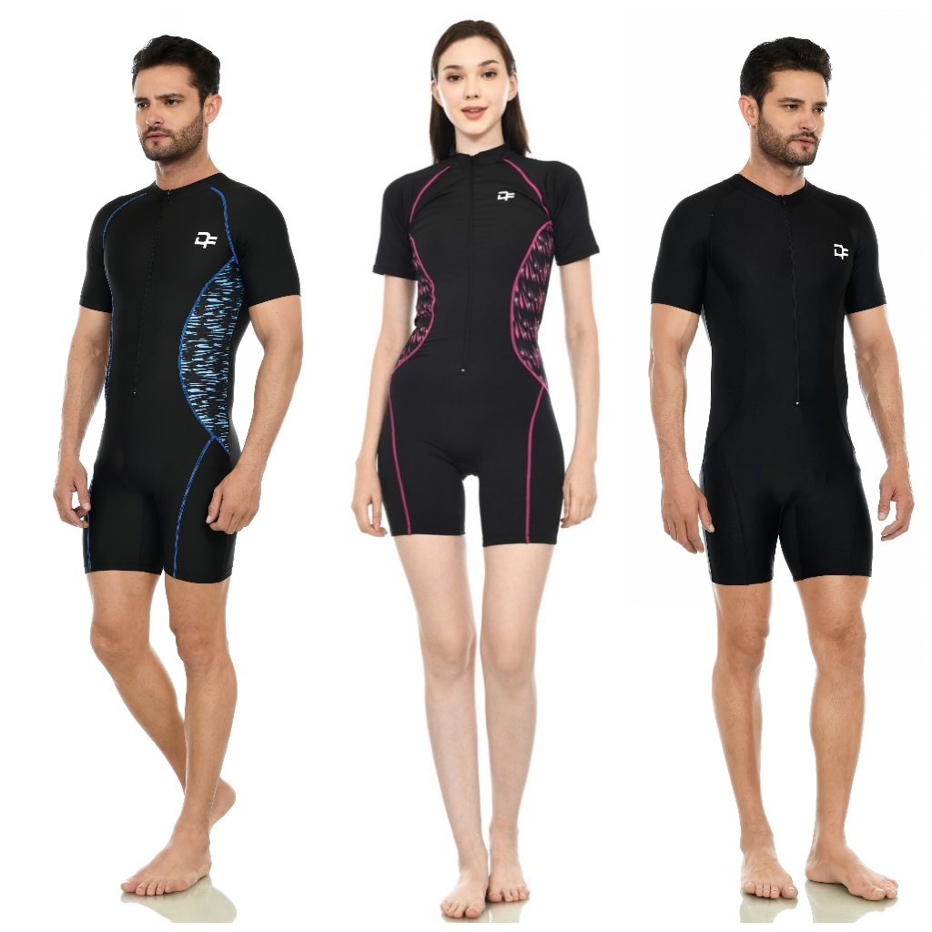 Adult Diving Swimsuits for Men and Women Zig-Zag Models, Short Sleeves ...