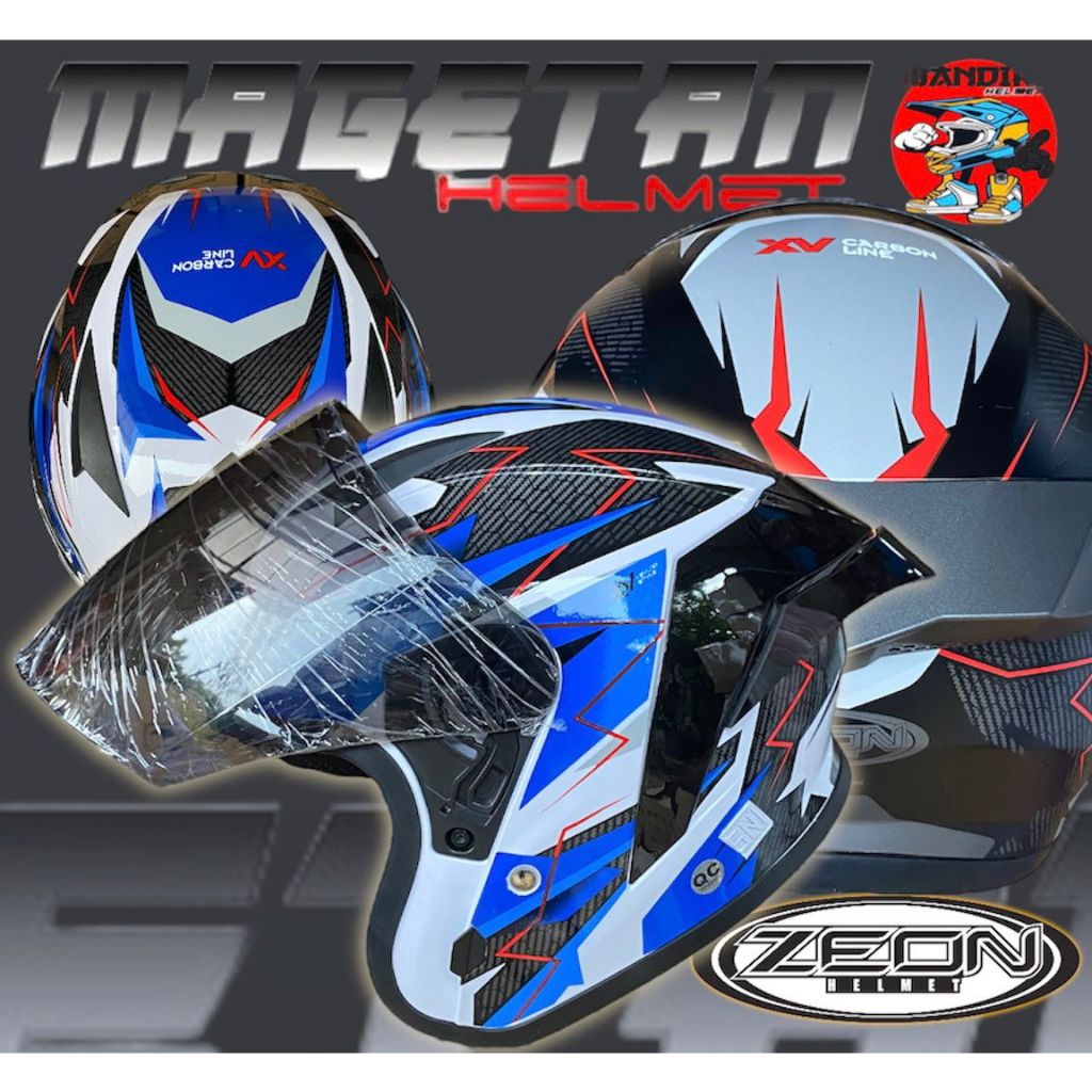 Original ZEON RR15 Motif Halface Helmet Handsome Spoiler Package ...