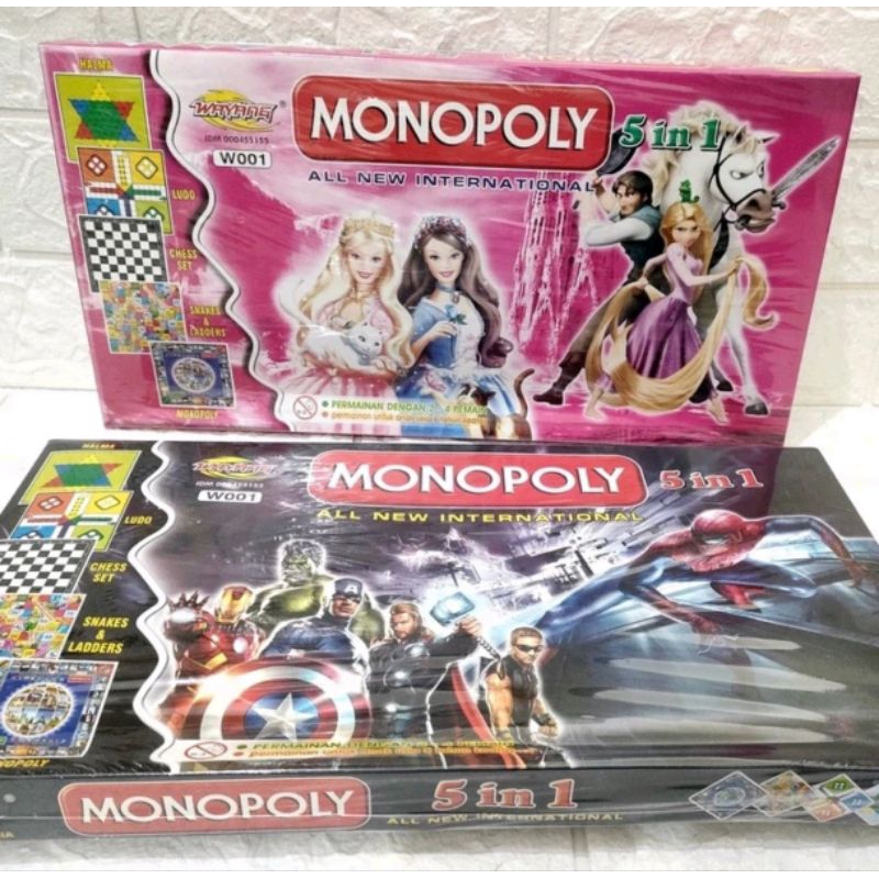 Monopoly 5in1 Monopoly Snakes and Ladders, Chess, Halma Ludo Monopolli ...