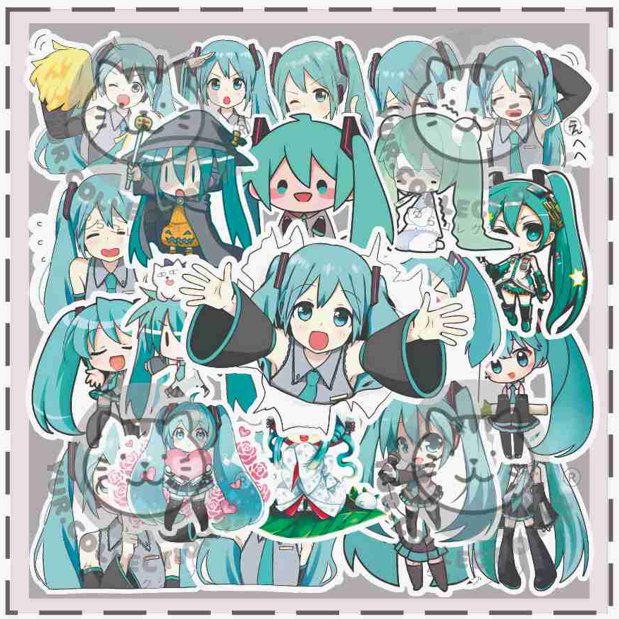 (30 Pcs) Anime Stickers/ Hatsune Miku Glossy Stickers/ Miku Sticker ...