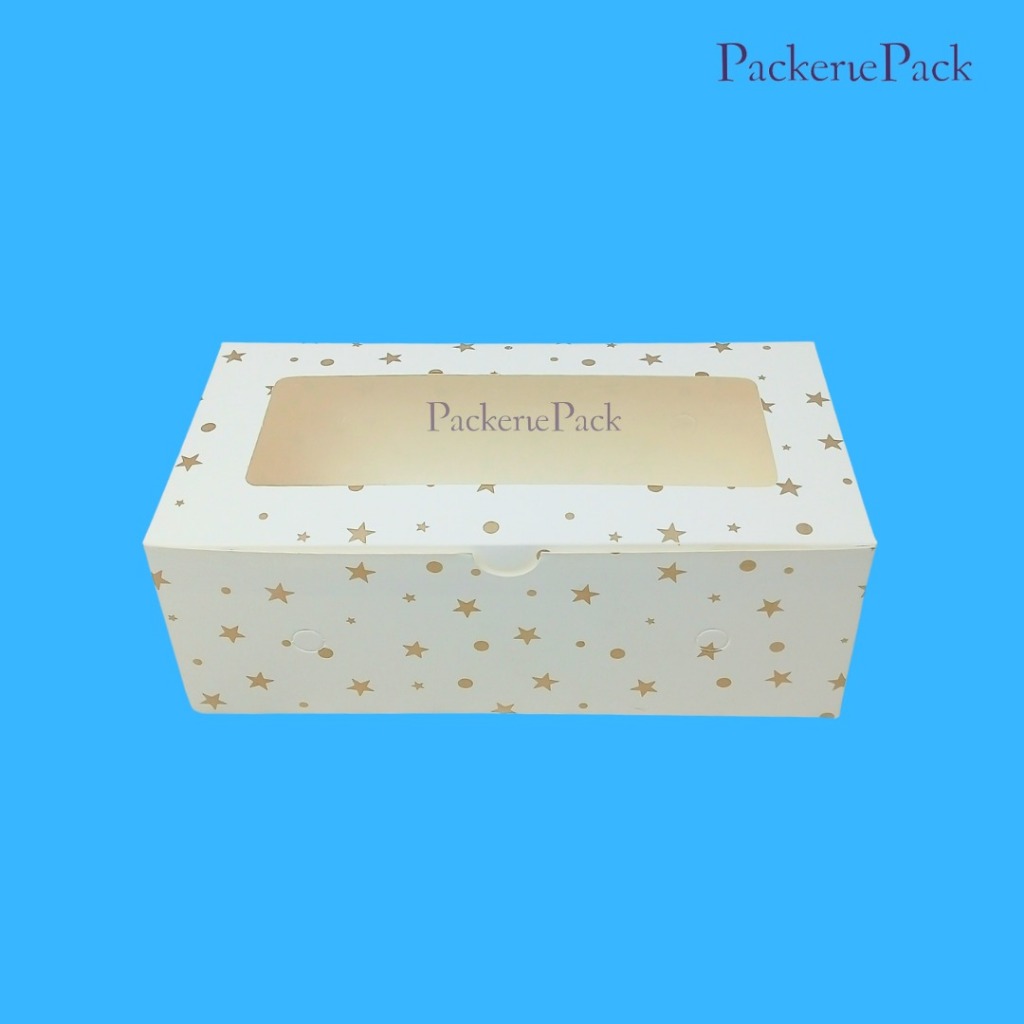 Ivory Cake Box Box Motif 11x22x8 cm Gold Star Polka Dot Ivory Premium ...