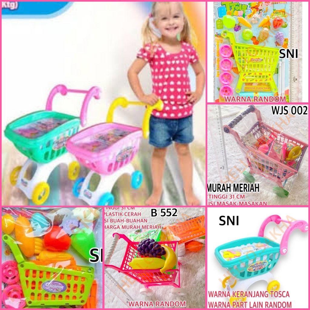 Toy MINI MART TROLLEY Fruit Vegetable Push SUPERMARKET MINIMART TROLLEY ...