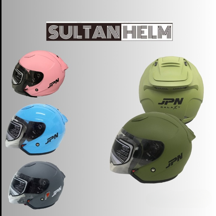 JPN GALAXY SOLID STANDARD HALF FACE MOTORCYCLE HELMET ORIGINAL SNI ...
