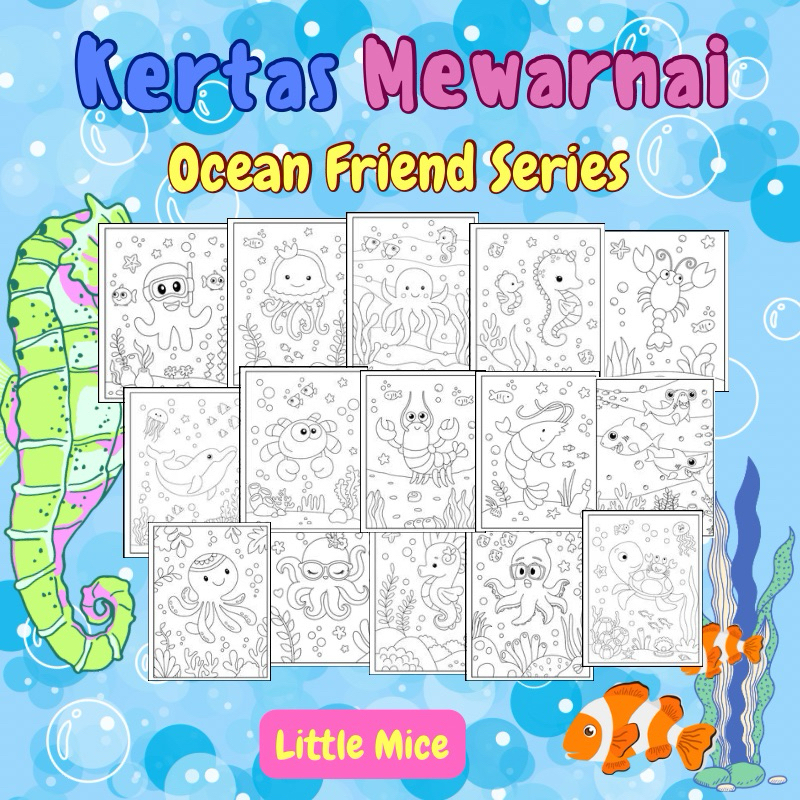 Coloring Paper 18 Sheets A4 Ocean Friends Series Sea Animal Series ...