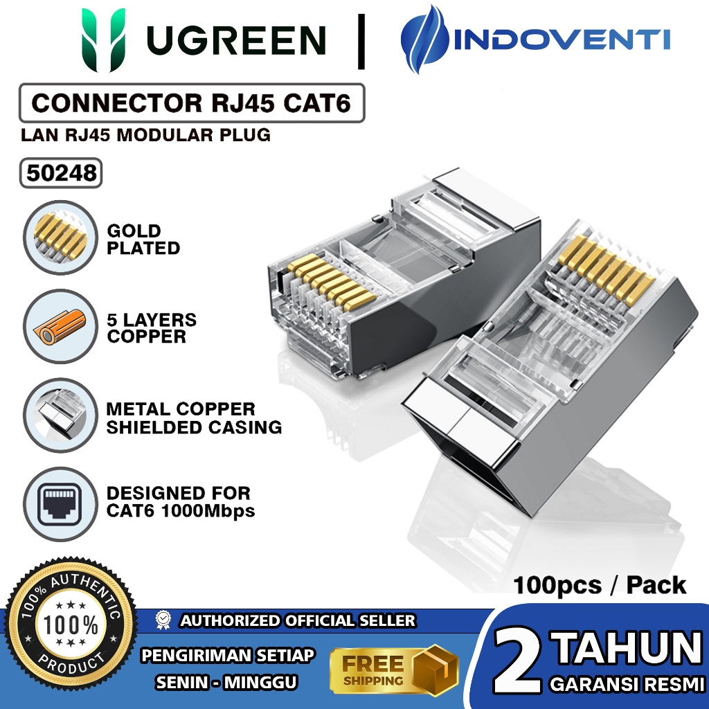 Ugreen LAN Connector Adapter RJ45 Cat5e Cat6 UTP Ethernet Internet Network Full Copper Modular ...