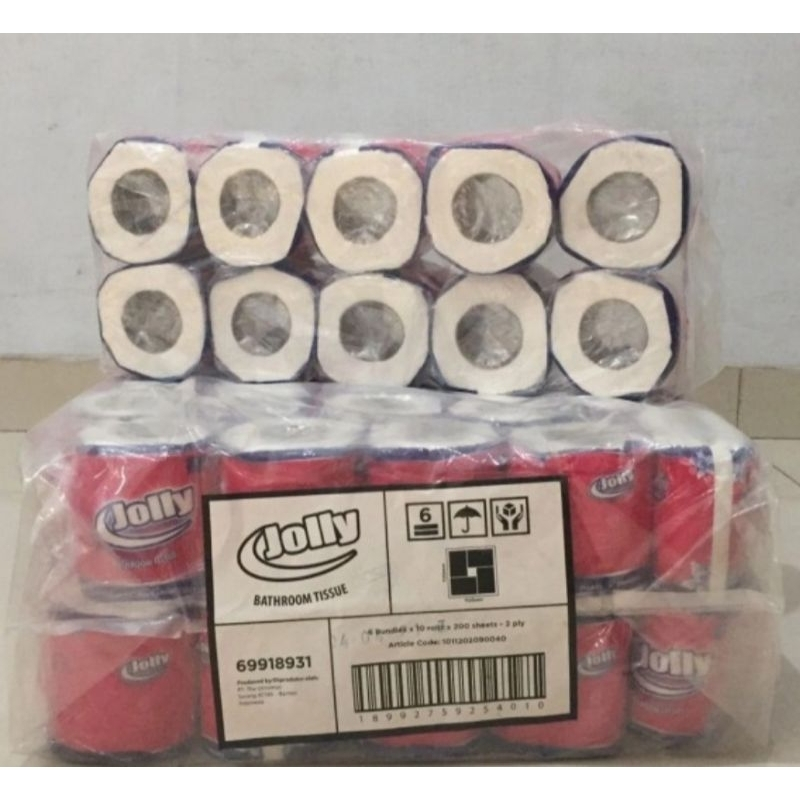 JOLLY BATHROOM TISSUE 1 BALL 60 ROLLS/ TOILET TISSUE EMBOSS 212 SHEETS ...