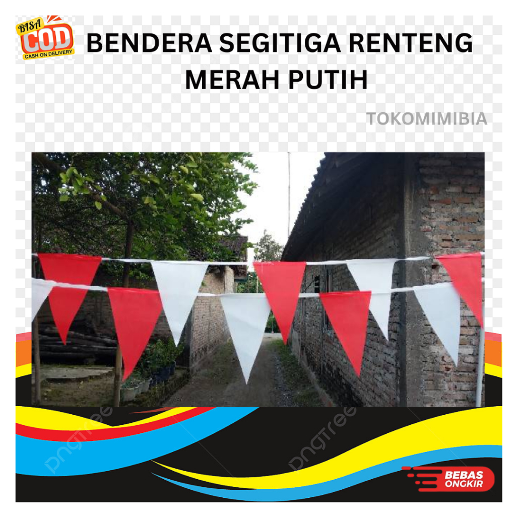 MERAH PUTIH Original Fabric Red and White Triangle Flag | Shopee Singapore