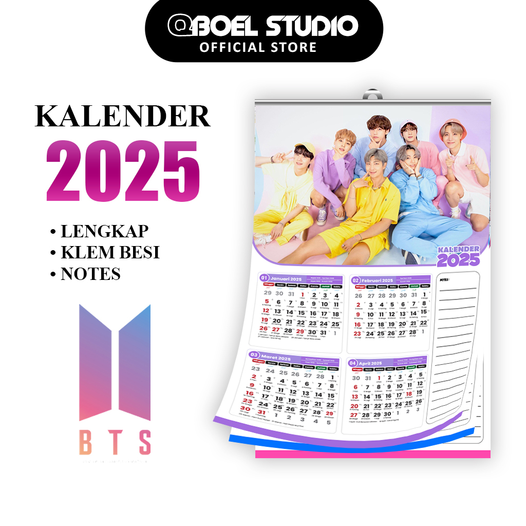 Complete BTS 2025 Full Color 3 Pages Calendar | Shopee Singapore
