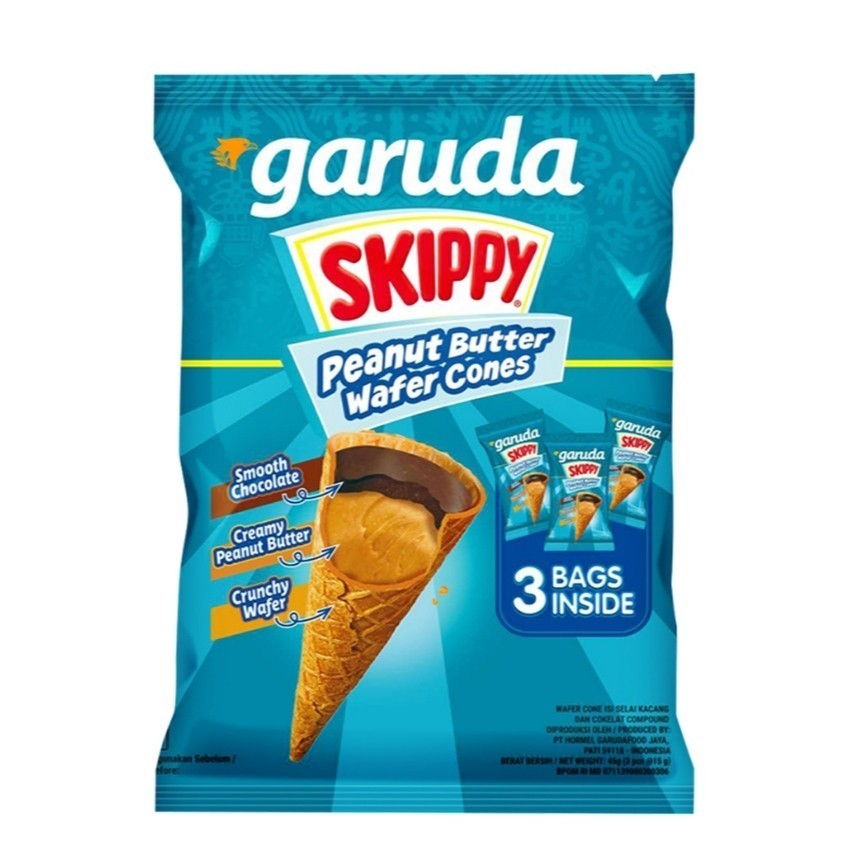 Snack Garuda Skippy Wafer Cones peanut jam 45 g contains 3 pcs | Shopee ...