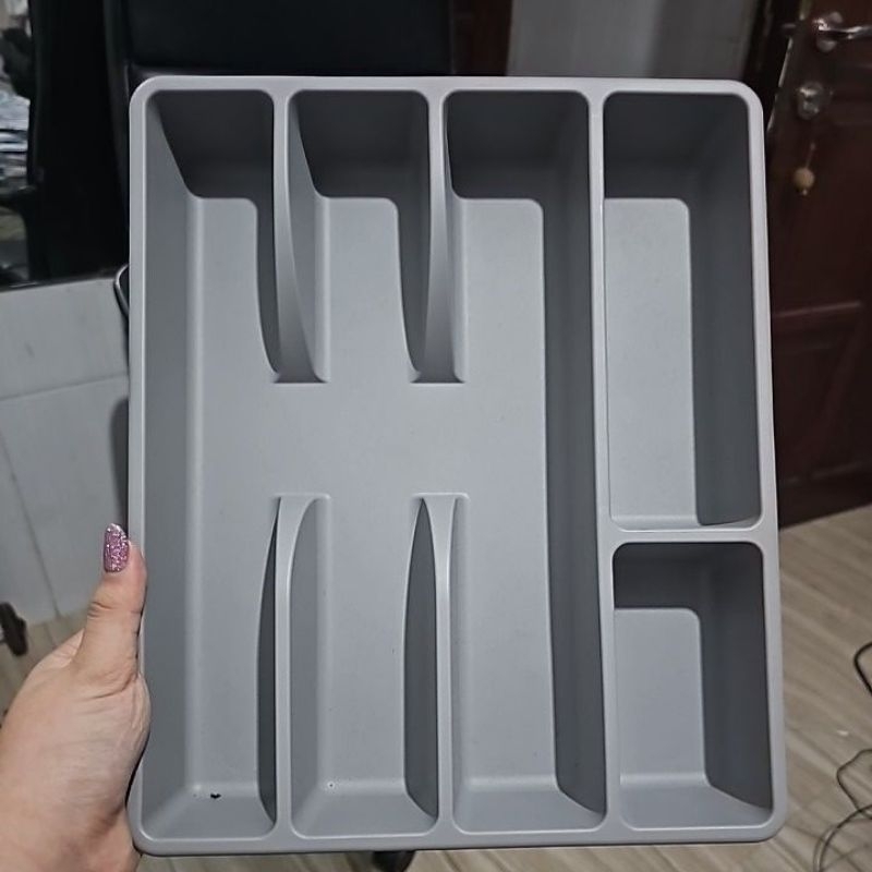 PERALATAN Gray cutlery tray Smacker, spoon storage container, spoon ...