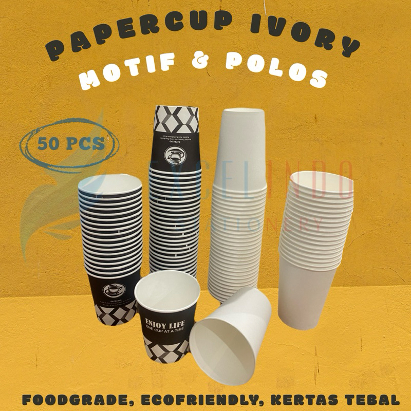 (CONTENTS OF 1 DUS/ 1.000 PCS) ivory white Papercup 6,5 oz and 8 oz ...