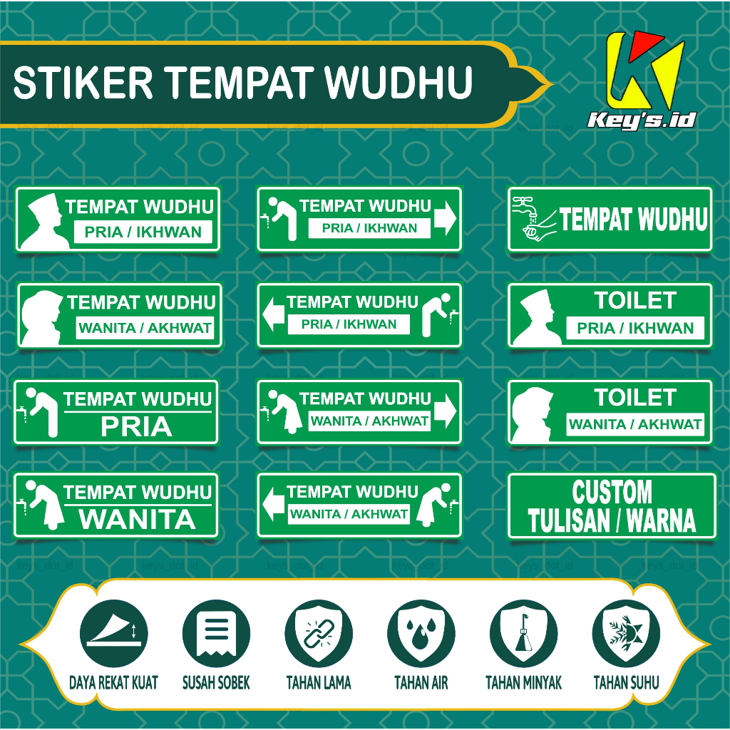 Mushola MOSQUE WUDHU STICKER, MEN WOMEN WUDHU STICKER, MOSQUE MUSHOLA ...