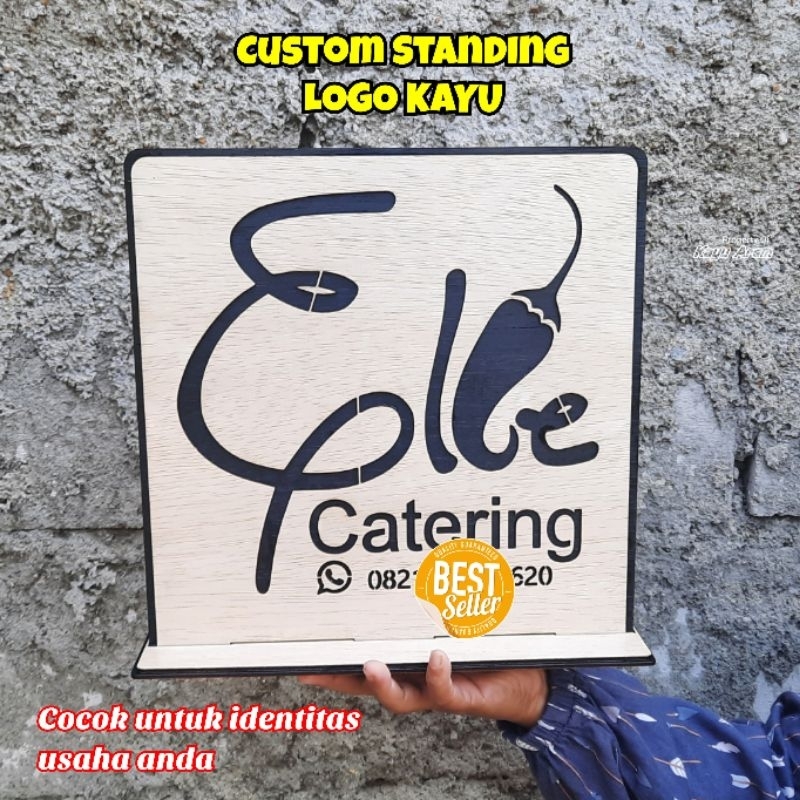 KAYU Custom STANDING STANDING Model Wooden Logo / Cafe Resto Name Sign ...