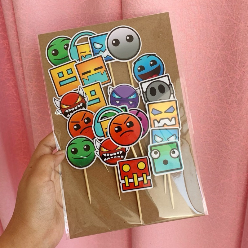 Cupcake Topper Geometry Dash Character Cup Cake Decoration Tart Cake ...