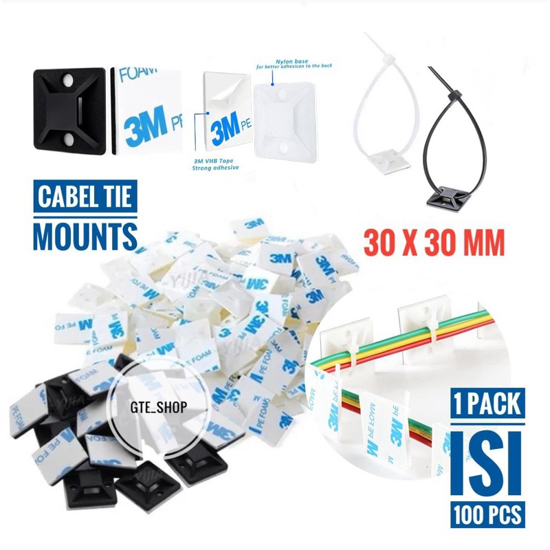 Tie Mount 30x30 Cable Tie Mount Wall Mounted Cable Clamp Self Adhesive ...