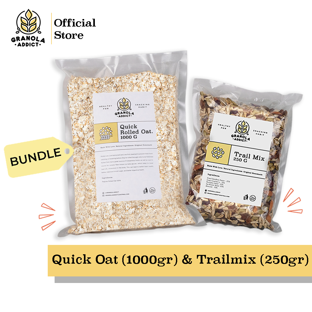 Granola Addict - Quick Rolled Oat Package 1KG+Trail Mix 250G | Shopee ...
