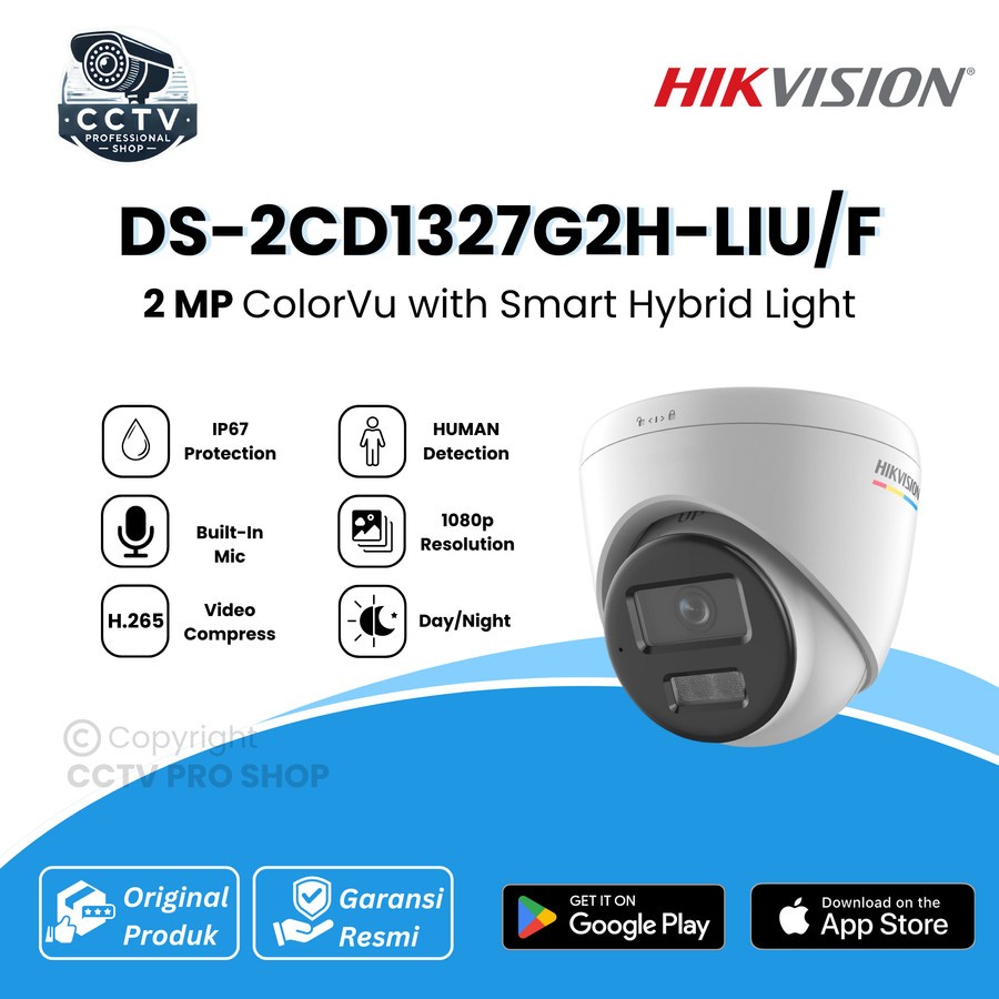 Camera IP Hikvision DS-2CD1327G2H-LIU/LIUF 2MP ColorVu Smart Light Turret IP Camera | Shopee ...