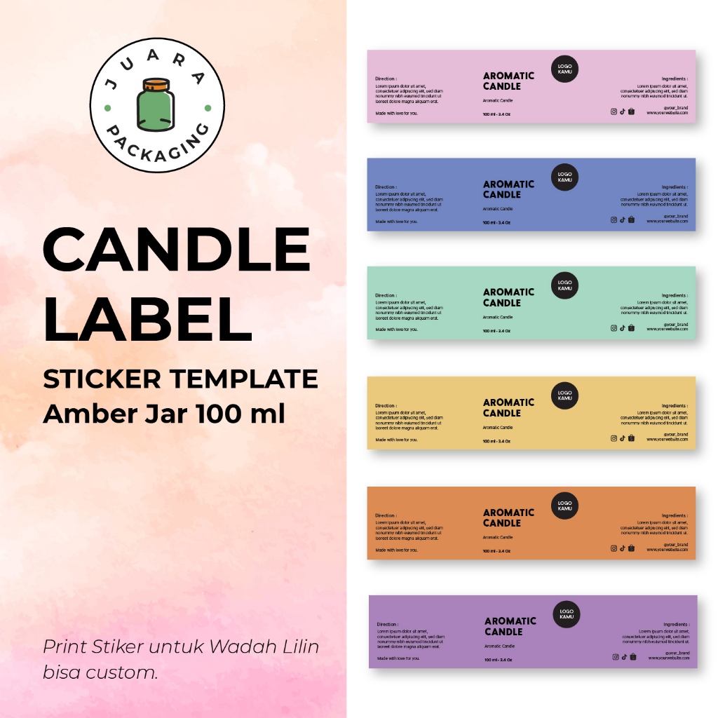 LILIN [COSTUM] Print Candle Lable Sticker Template For 100ml Amber ...